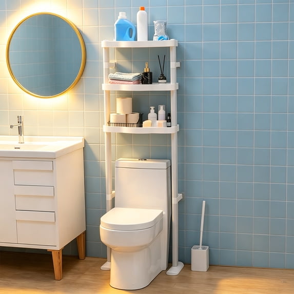 BiFandian Over Toilet 3 Tier Adjustable Storage Shelf, White Space ...