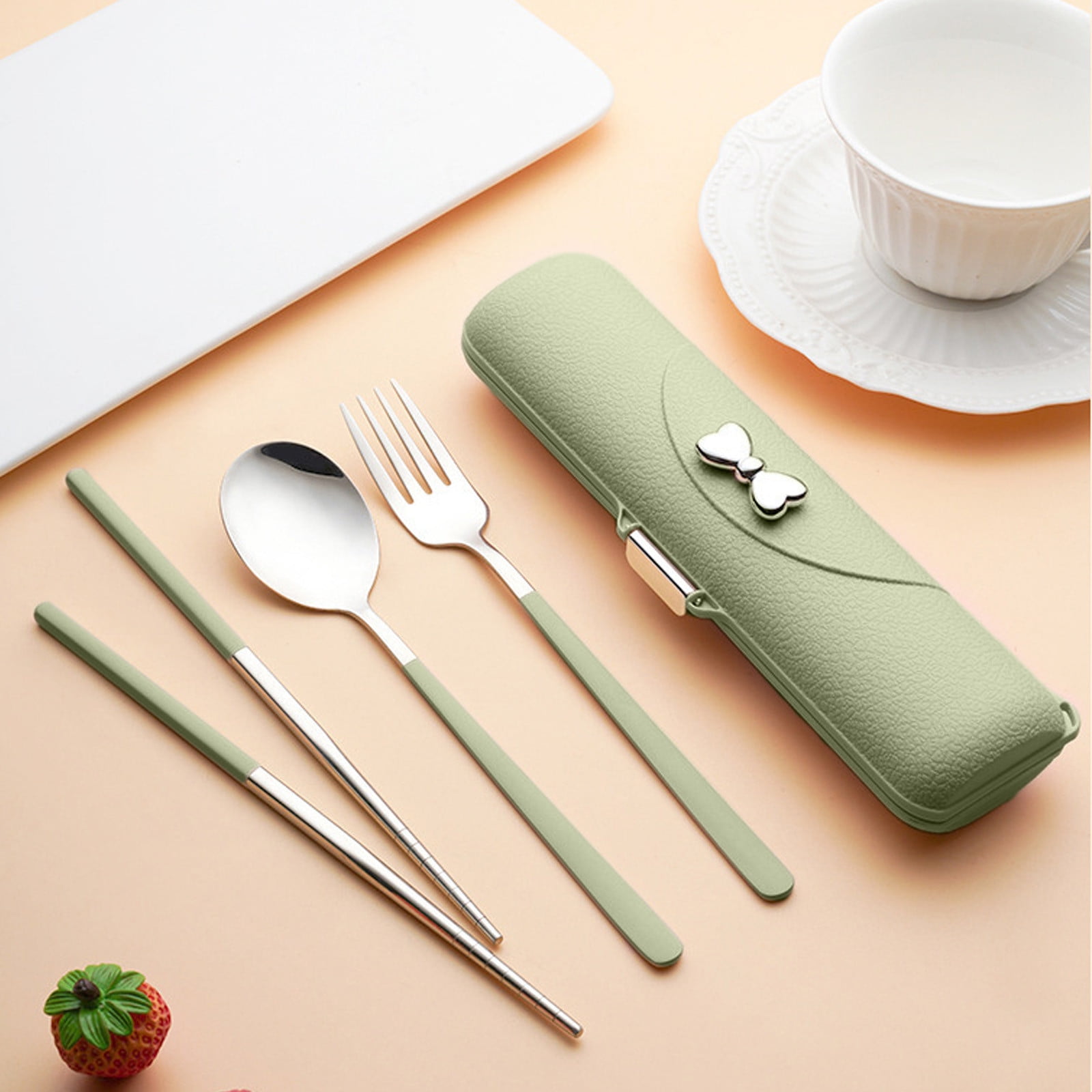 BiFandian Travel Silverware Set with Case, Portable Lunch Utensils Set ...