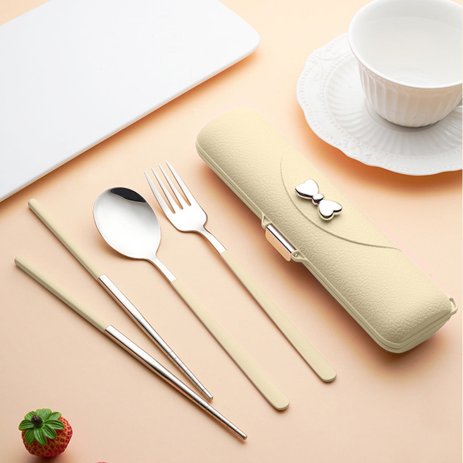 BiFandian Travel Silverware Set with Case, Portable Lunch Utensils Set ...