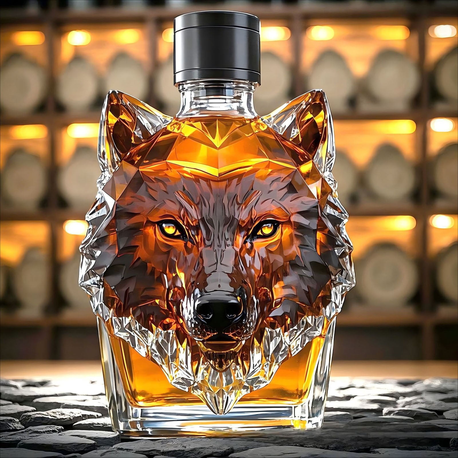 BiFandian Wolf Head Whiskey Decanter, Unique Glass Animal Bottle ...