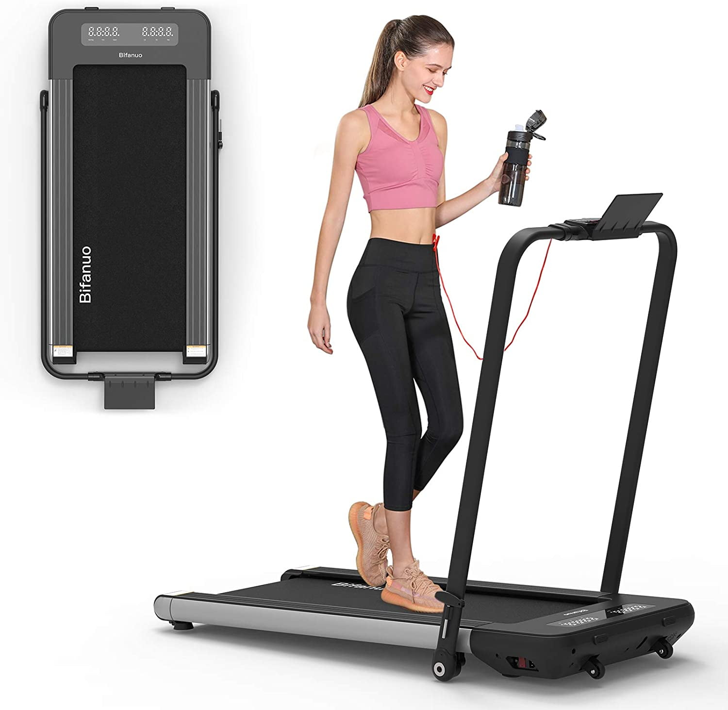 BiFanuo 2 in 1 Folding Treadmill, Smart Walking Running Machine ...