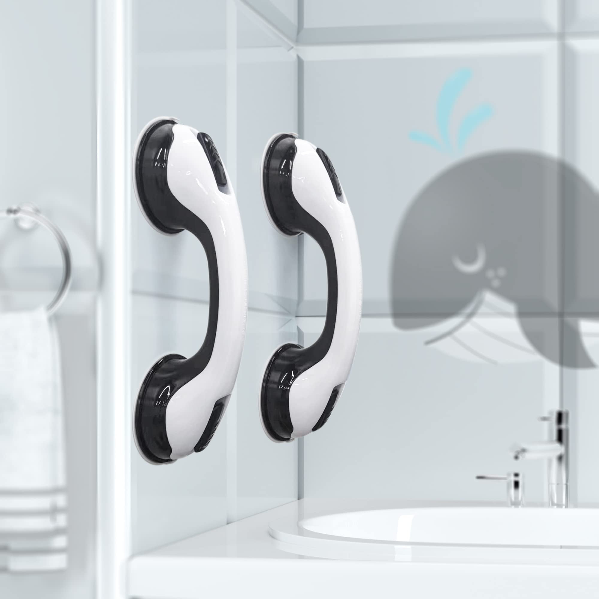 BiJun 2-Pack 12" Shower Handles, Safety Suction Cups, Bathroom ...