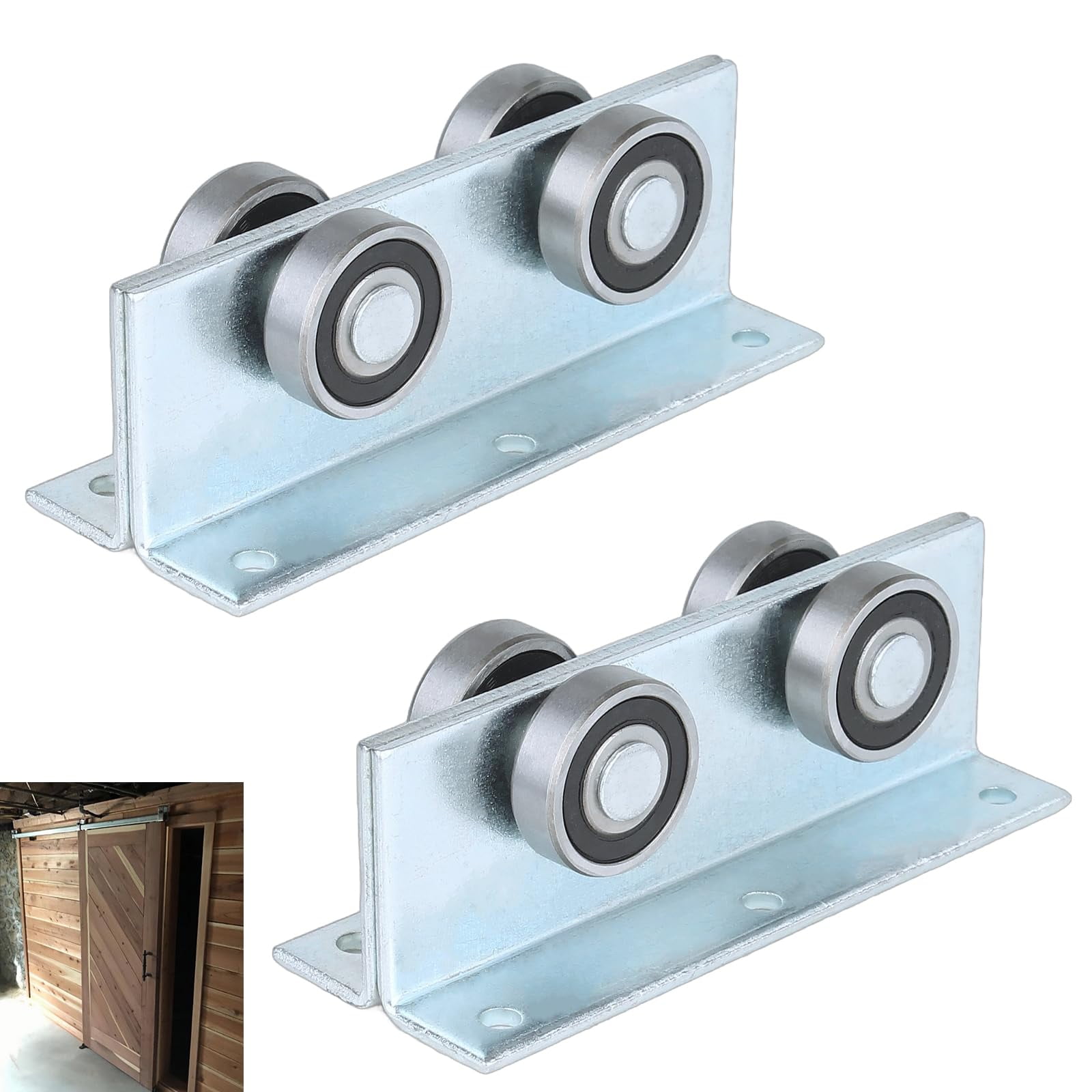 BiJun 4 Wheel Trolley Assembly Roller Strut Channel Trolley Heavy Duty Barn or Shed Sliding ...