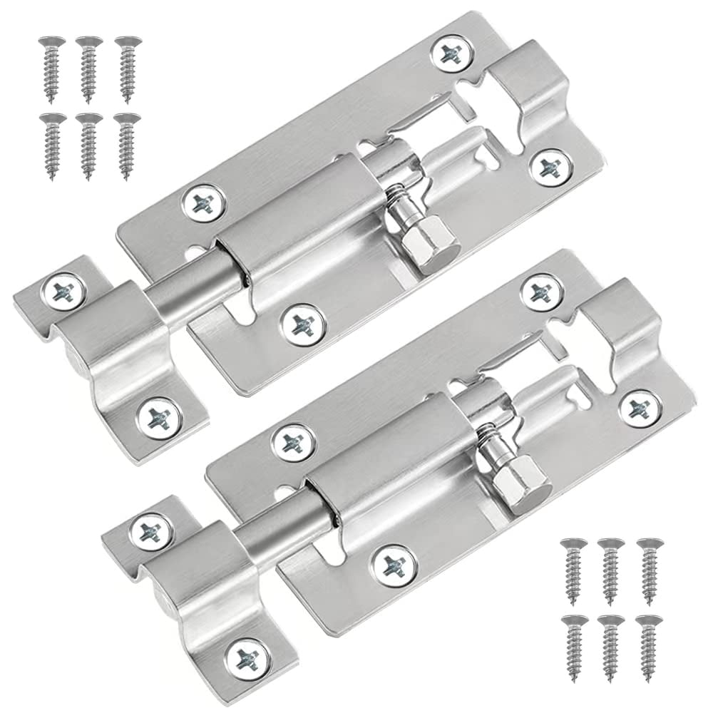 "BiJun 3"" Stainless Steel Barrel Bolt Latches, Thickened Sliding Locks ...
