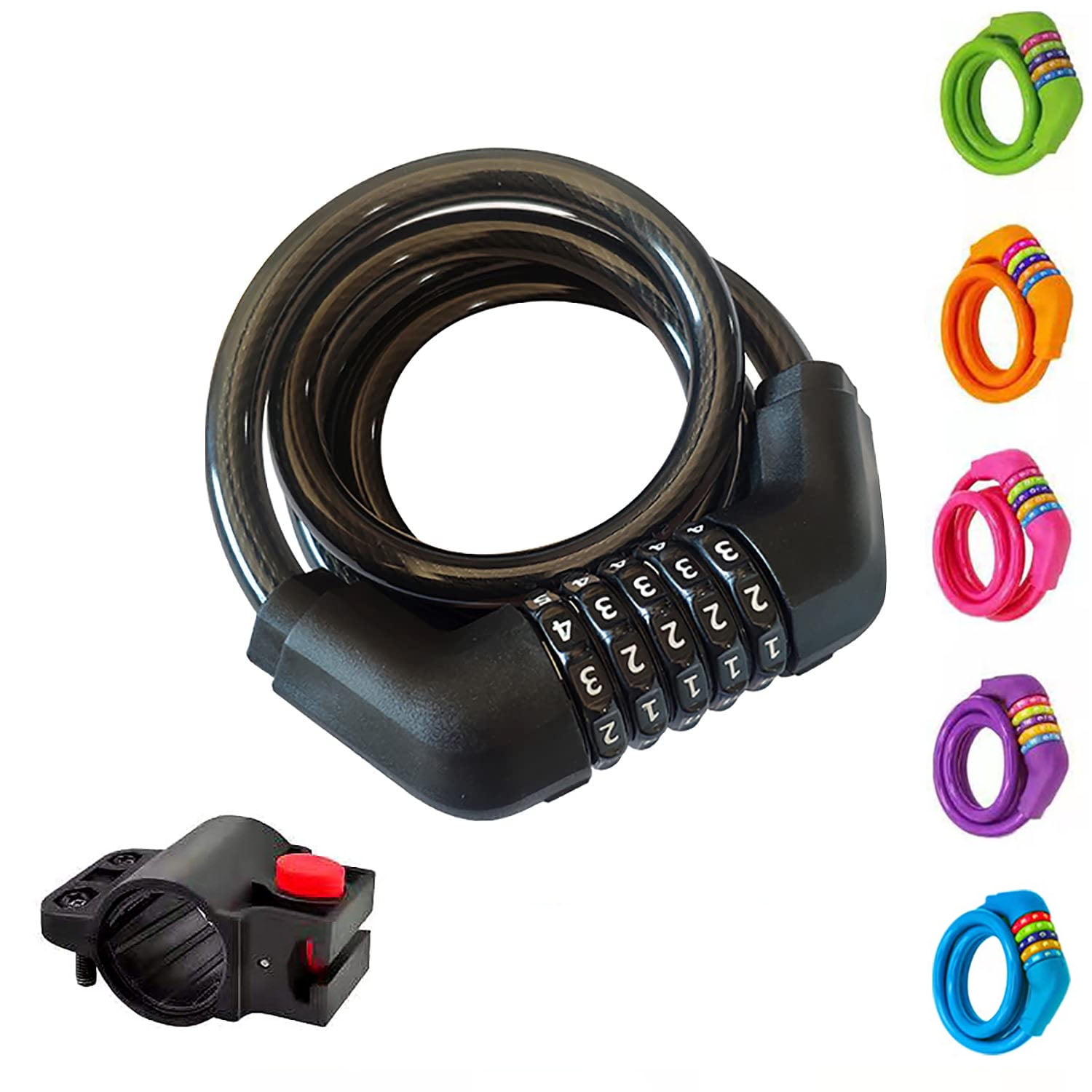 BiJun 5-Digit Combination Bike Chain Lock with Mounting Bracket, Anti ...