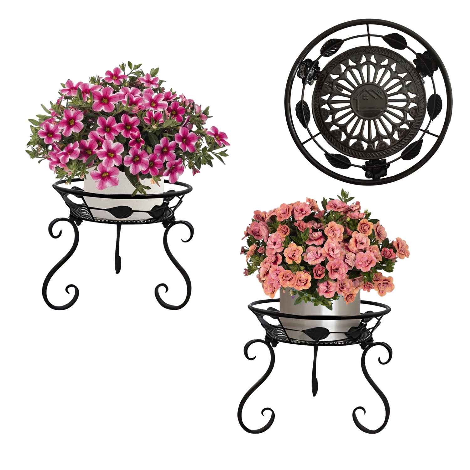BiJun Metal Plant Stands Flower Pot Outdoor Heavy Duty Planter Rack Holder（2-Pack） - Walmart.com
