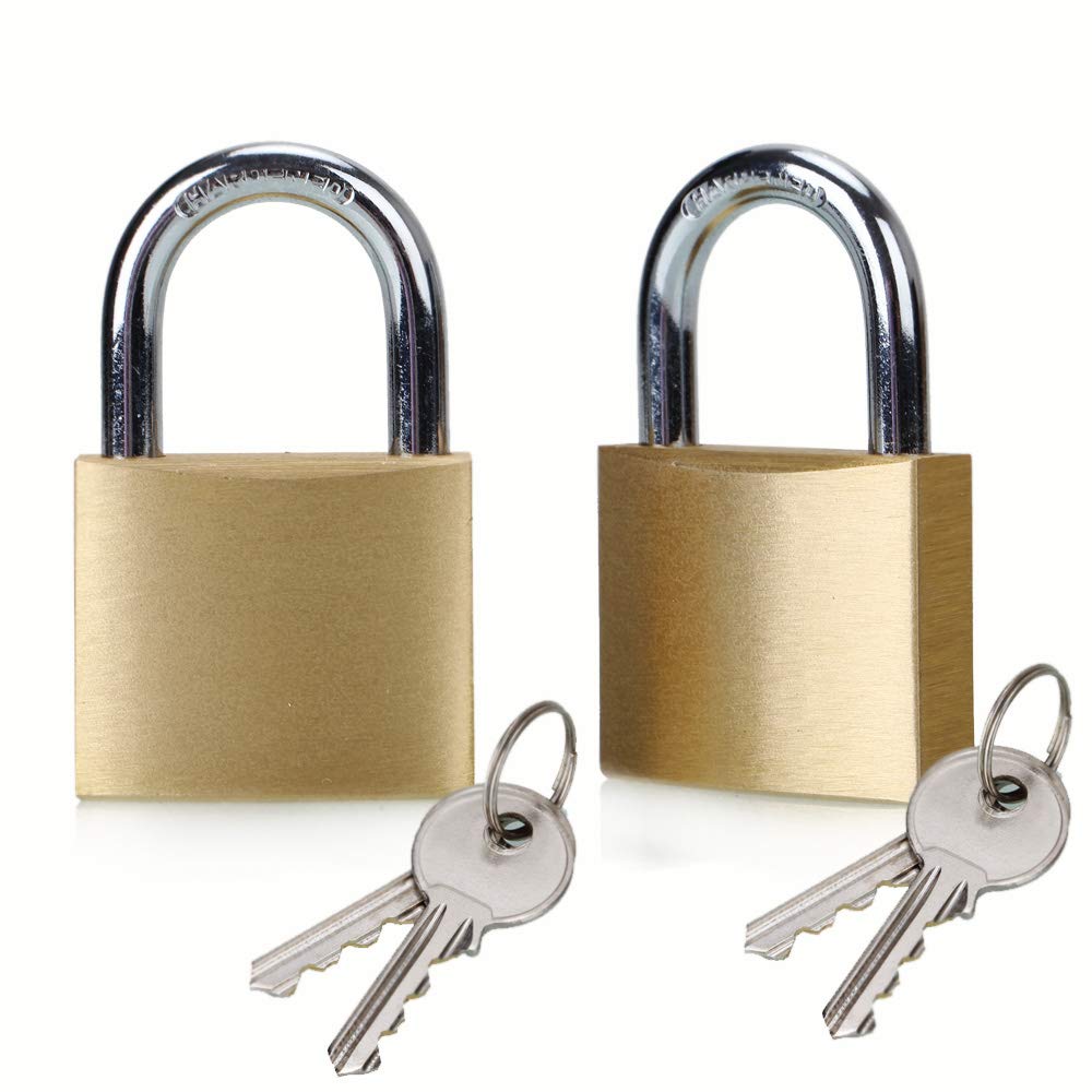 Wideskall 25mm 1" inch Small Mini Solid Brass Padlock with 2 Keys ...