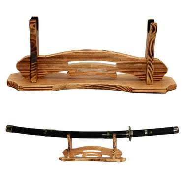 BiJun Sword Stand Katana Stand, Black Wood Sword Katana Wall Mount ...