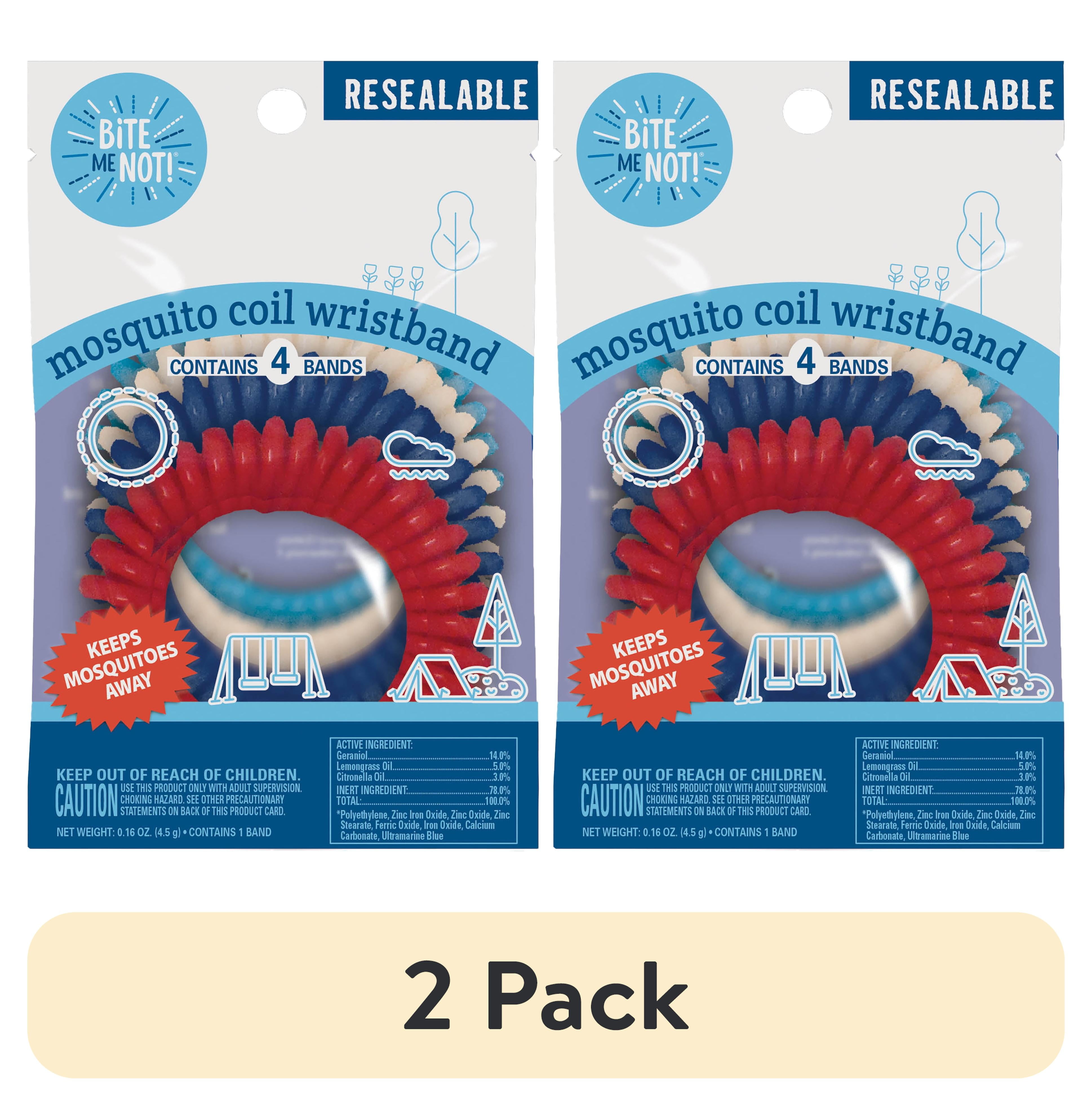 (2 pack) BiTE ME NOT! DEET Free Coil Wristband Insect Repellent, Multi ...