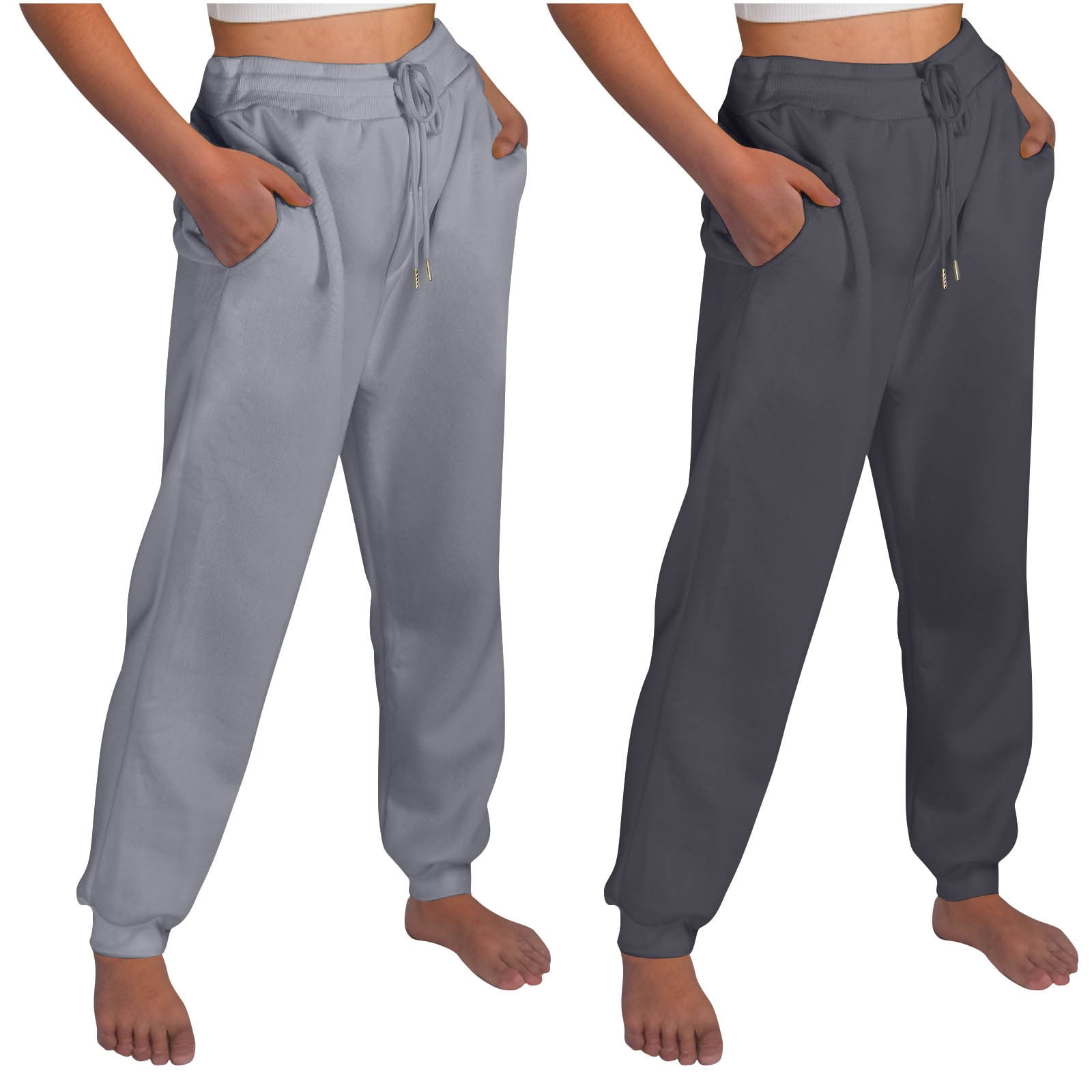 BiZtdJrK 2 Pack Running Sweatpants for Women Drawstring High Waist ...