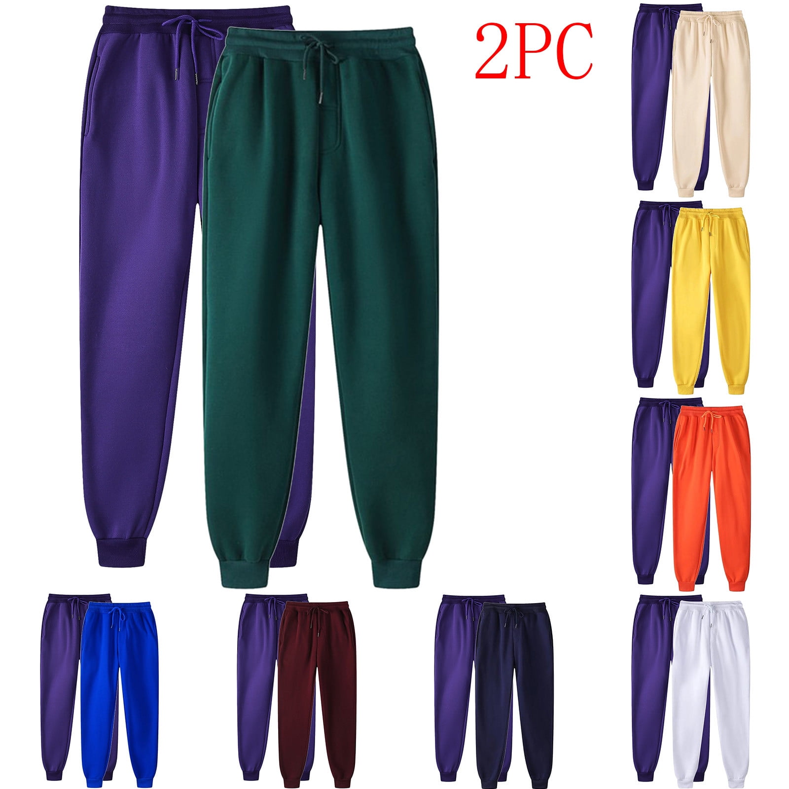 BiZtdJrK 2 Pack Women Drawstring Sweatpants Elastic High Waist Gym ...