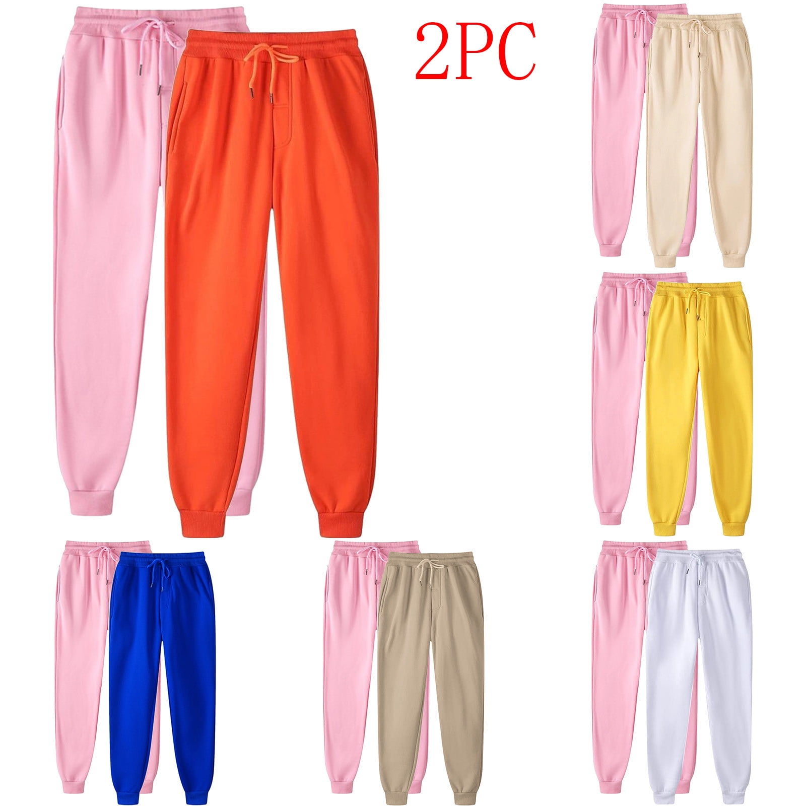 BiZtdJrK 2 Pack Women's Gym Sweatpants High Waist Sport Active Pants ...