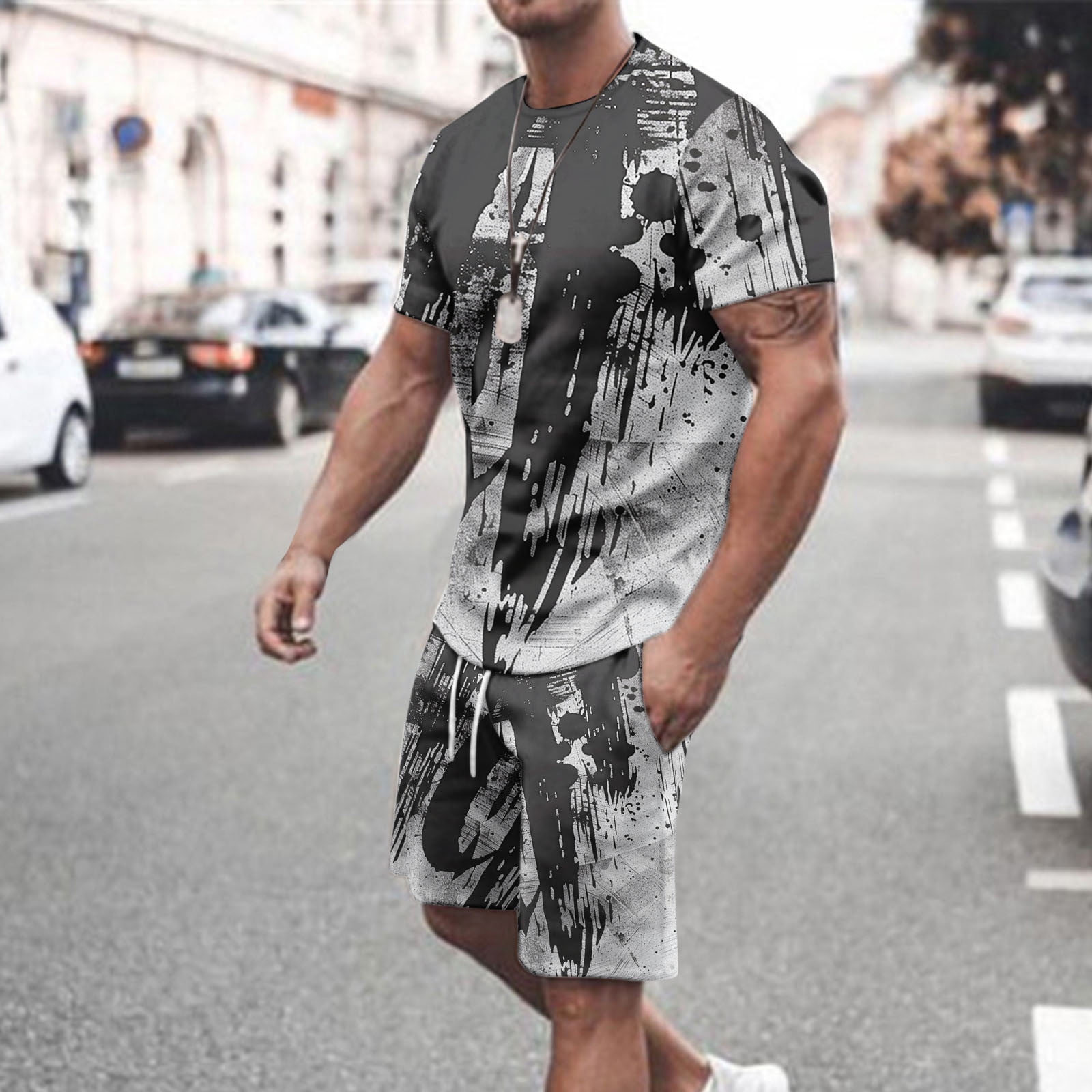 BiZtdJrK 2 Piece Sets for Men Big and Tall Shirts Matching Drawstring ...