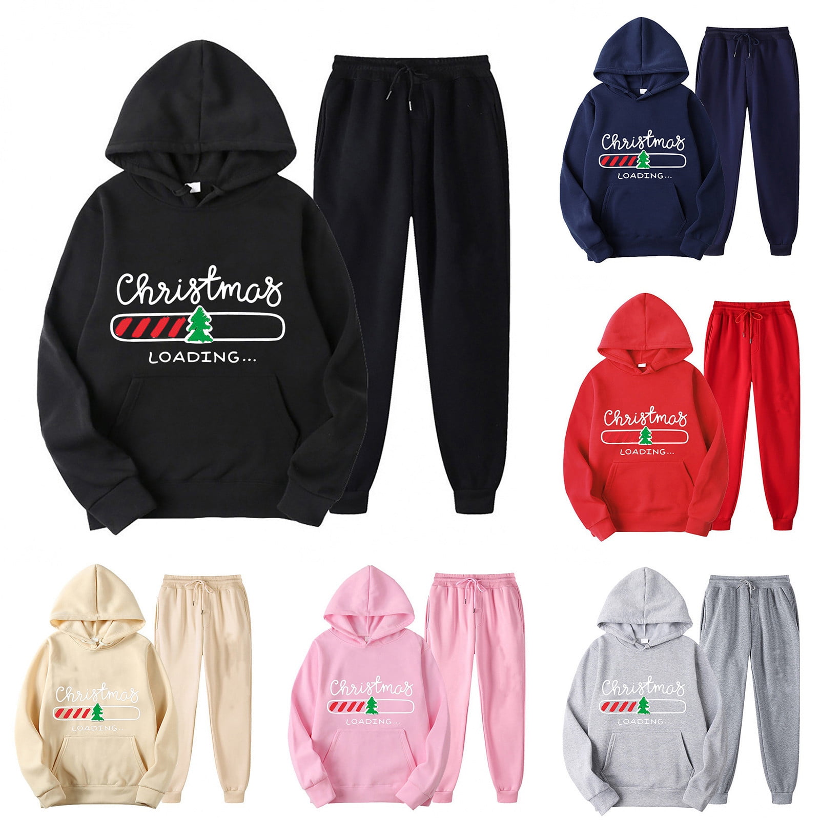 BiZtdJrK 2 Piece Sets for Women Christmas Tree Print Outfits Long ...