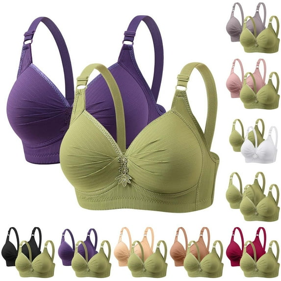 BiZtdJrK 2PCS Women's Everyday Bra Ruched No Underwire Full Coverage ...