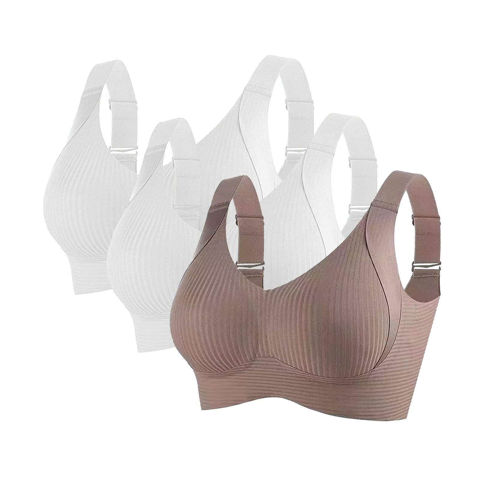 BiZtdJrK 3 Pack Wireless Bras for Women Adjustable Straps Full Coverage ...