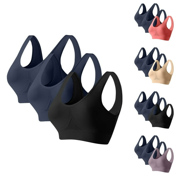 BiZtdJrK 3 Pack Women Plus Size Solid Bras Wireless Full Coverage Push ...