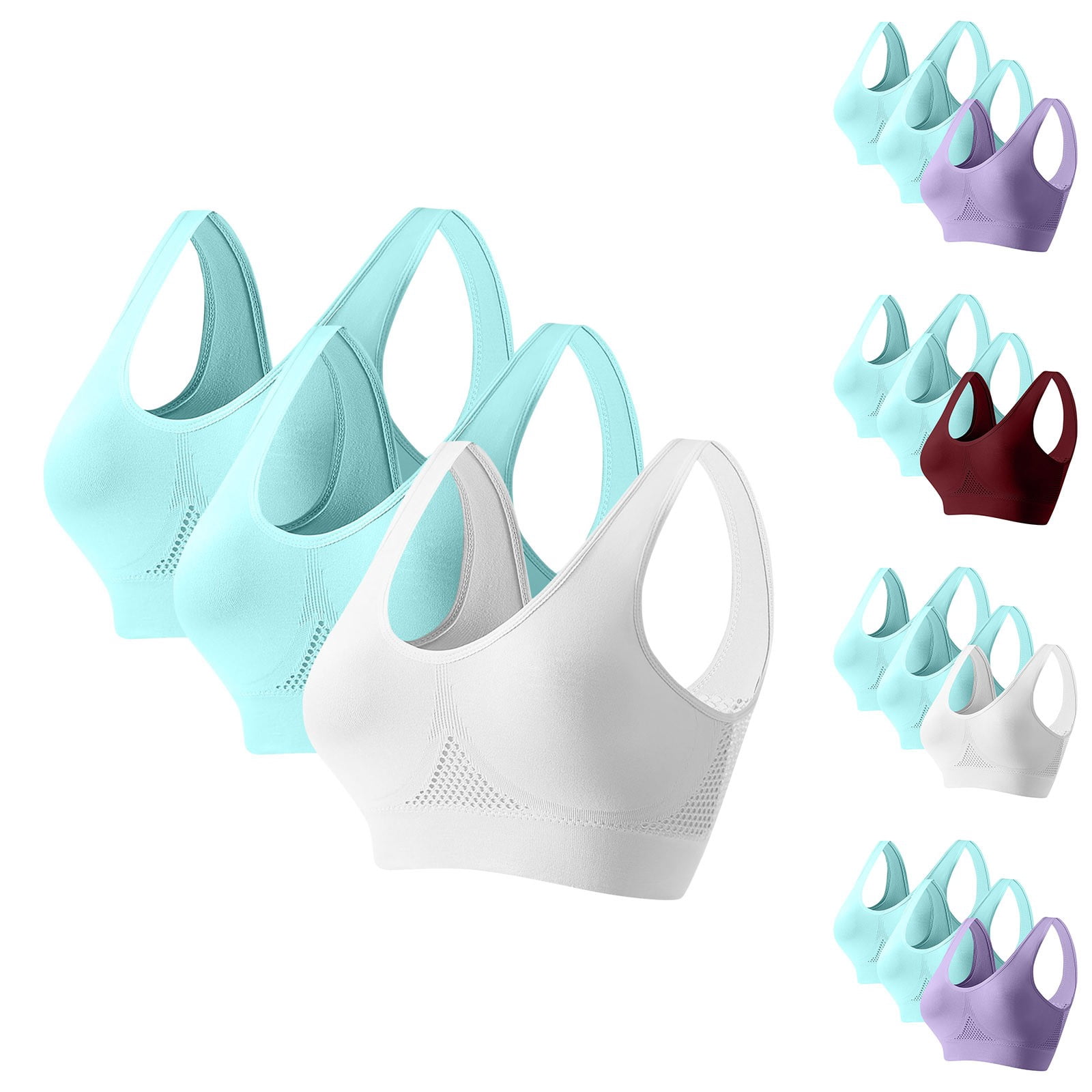 BiZtdJrK 3 Pack Women's High Support Bras Plus Size Seamless Yoga Sport ...