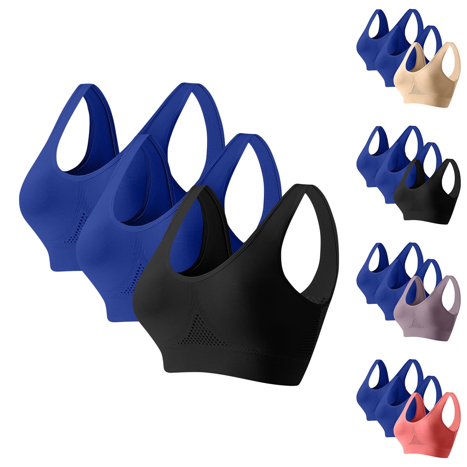BiZtdJrK 3 Pack Workout Bras for Women Seamless High Support Full ...