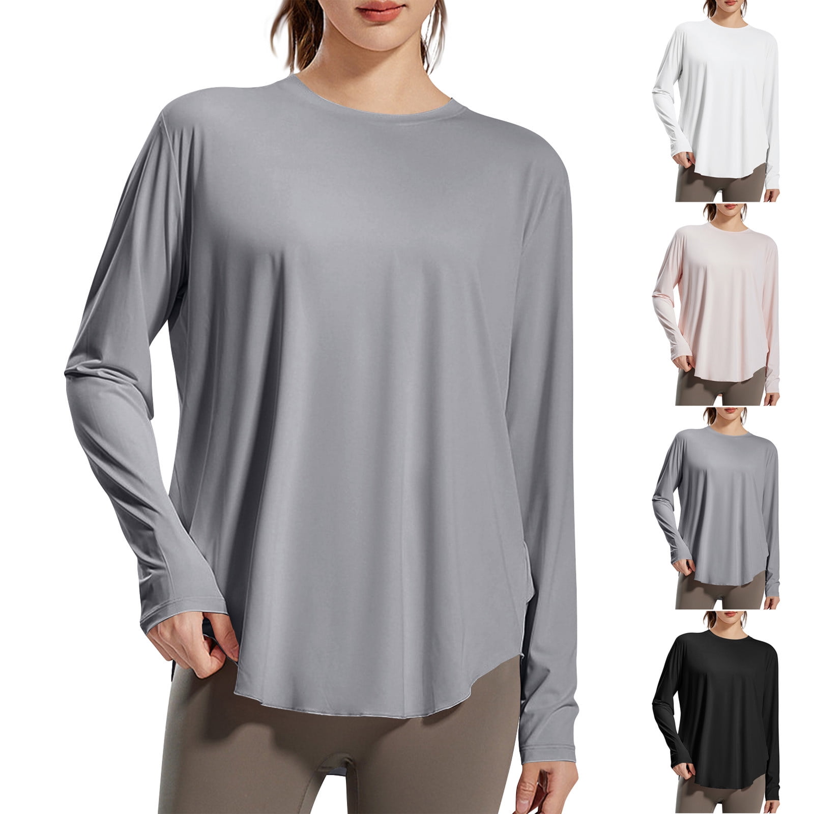 BiZtdJrK Active Tops for Women Long Sleeve Solid Loose T Shirts Cooling ...