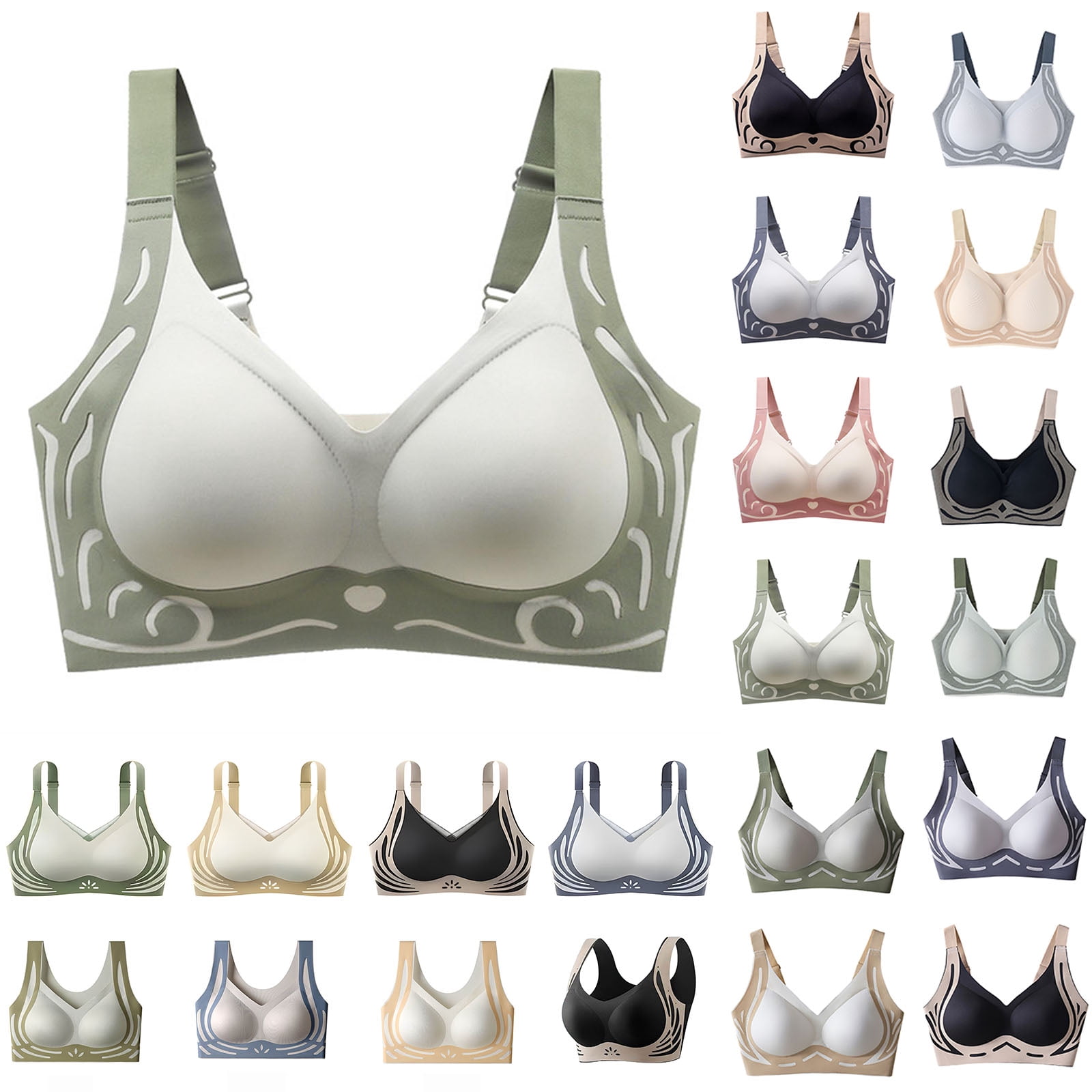 BiZtdJrK Anti Sagging Bra for Older Women Fashion Color Block Push up ...