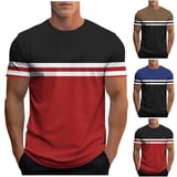 BiZtdJrK Athletic T Shirts for Men Color Block Striped Round Neck Short ...