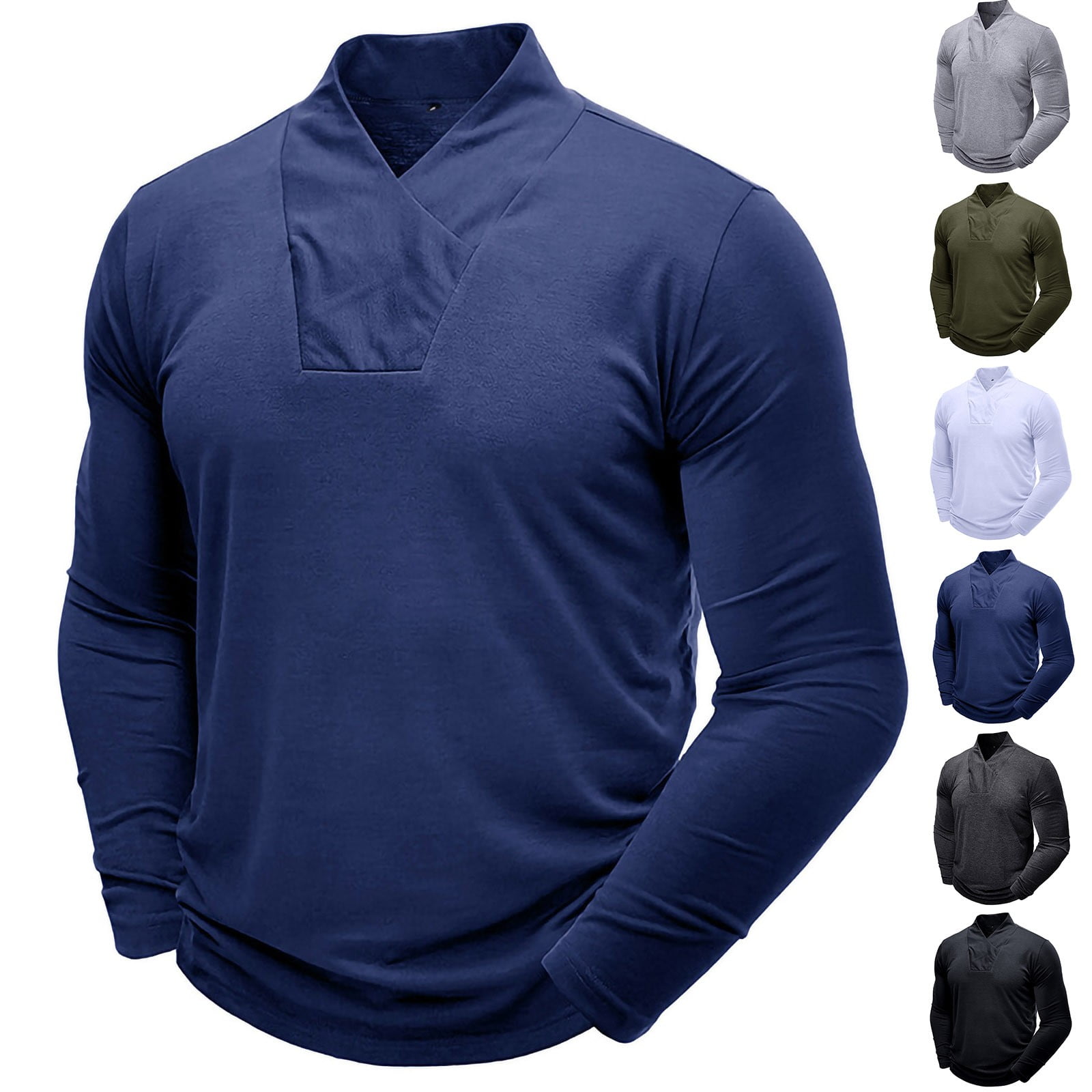 BiZtdJrK Base Layer Workout Tops for Men Casual Collared Long Sleeve ...