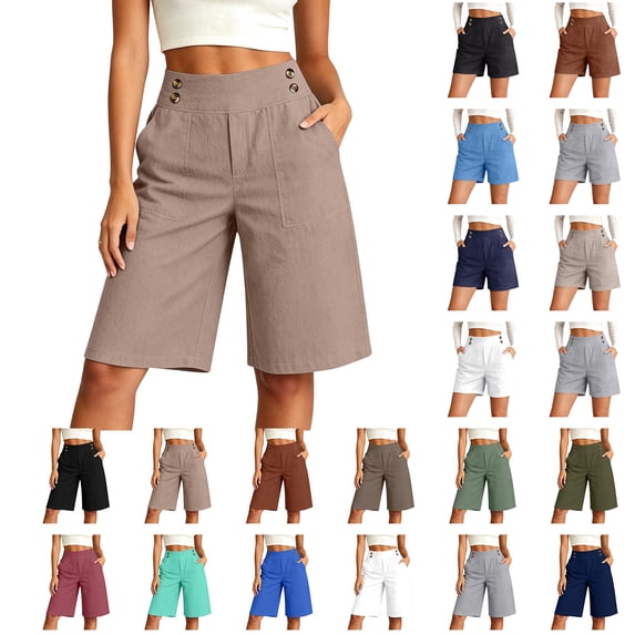 BiZtdJrK Bermuda Shorts for Women Knee Length High Waisted Golf Shorts ...