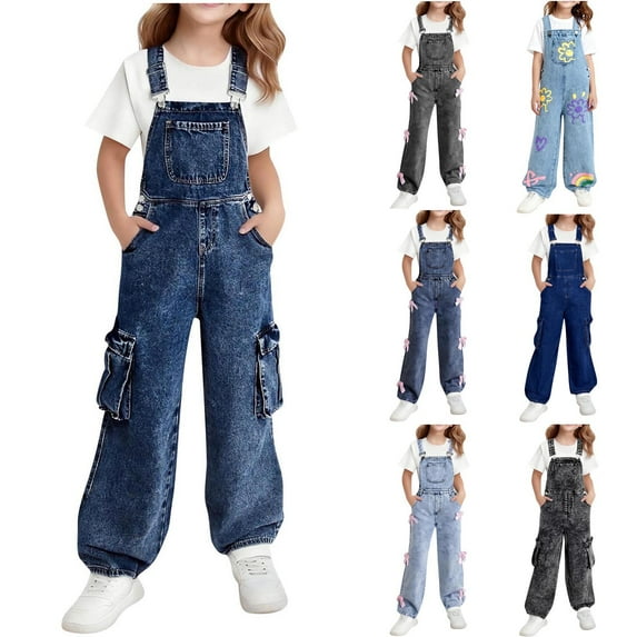 BiZtdJrK Bibs Jumpsuit Jeans for Kids Baggy Sleeveless Washed Jean ...