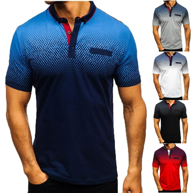 BiZtdJrK Big and Tall Polo Shirts for Men Gradient Color Casual Golf Shirts Quick Dry Short ...