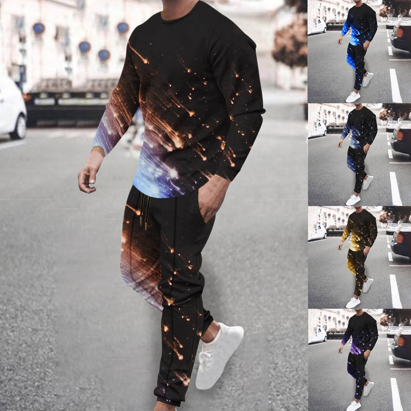 BiZtdJrK Big and Tall Sweatsuit for Men 2 Piece Sets Novelty Graphic ...