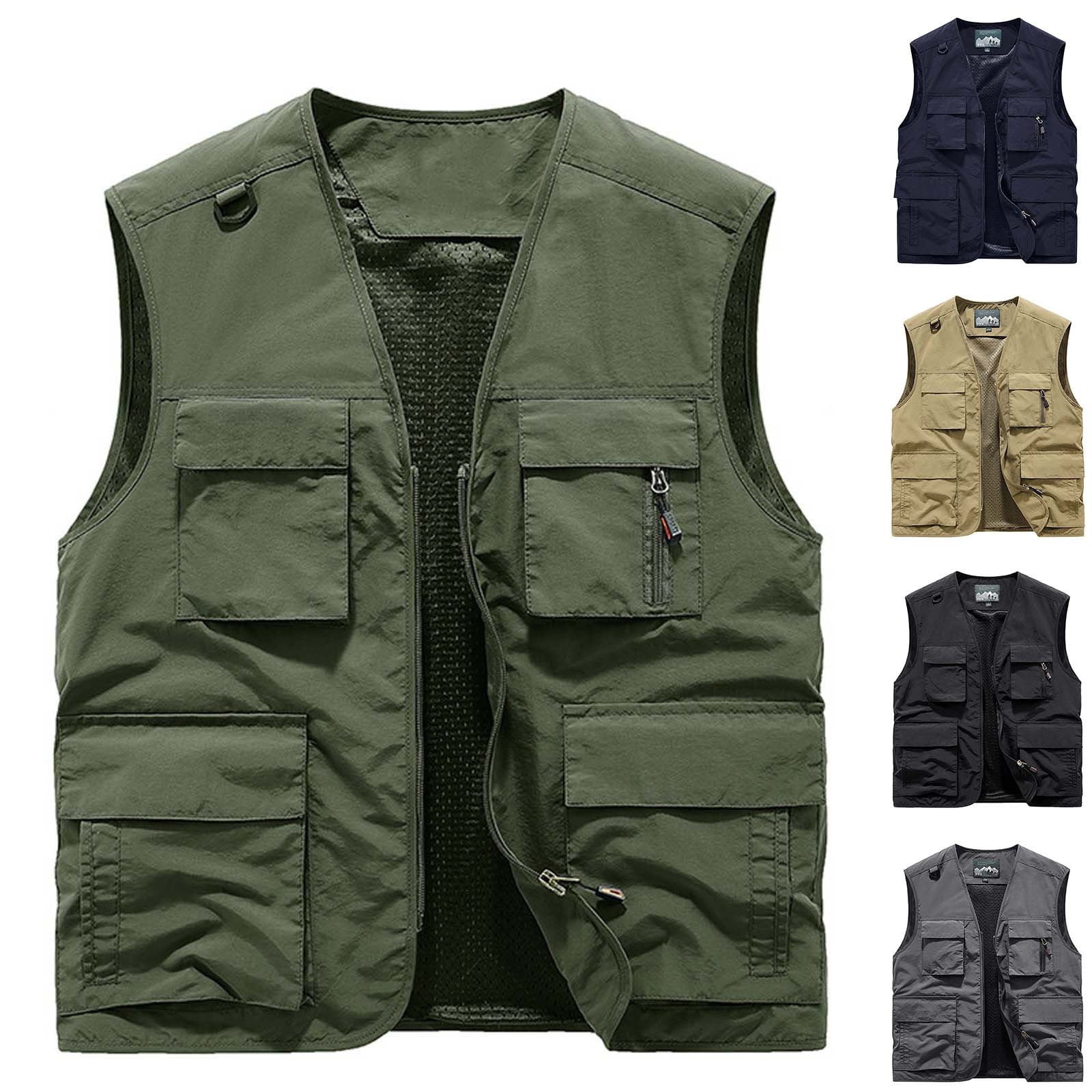 BiZtdJrK Big and Tall Vest for Men Loose Fit Zipper Sleeveless Work ...