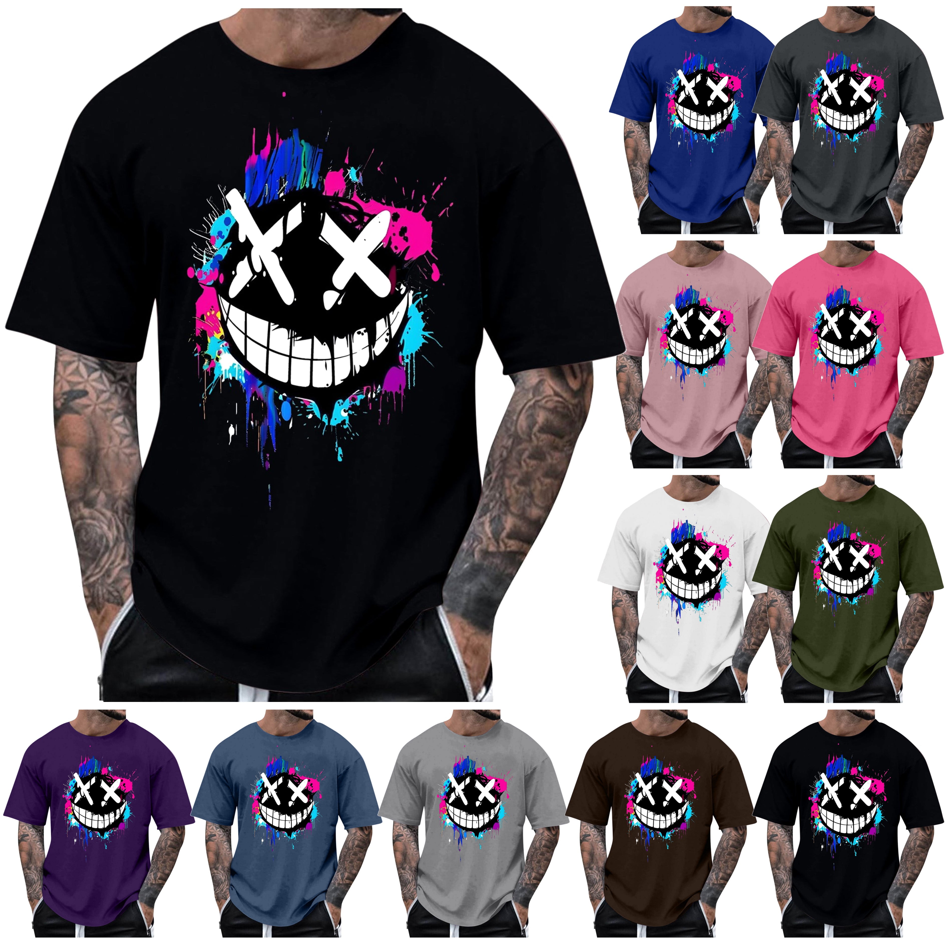 BiZtdJrK Big and Tall Graphic Tees for Men Short Sleeve Trendy Print ...