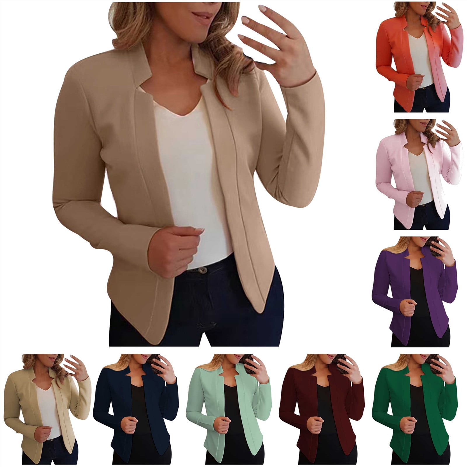 BiZtdJrK Blazer Jackets for Women Casual Long Sleeve Open Front ...