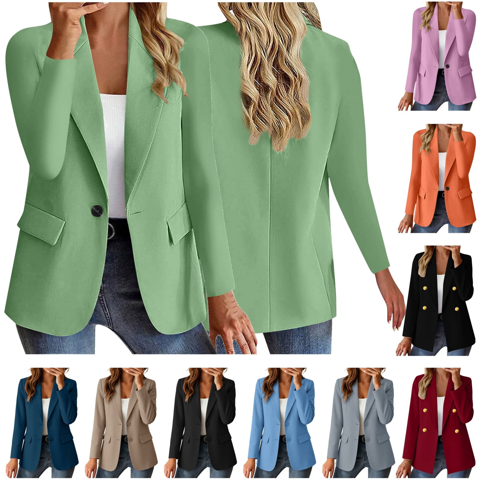 BiZtdJrK Blazers for Women Business Casual Long Sleeve Open Front ...