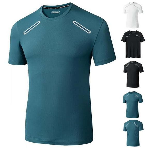BiZtdJrK Blue Men's Quick Dry Gym Workout T Shirt Summer Short Sleeve ...