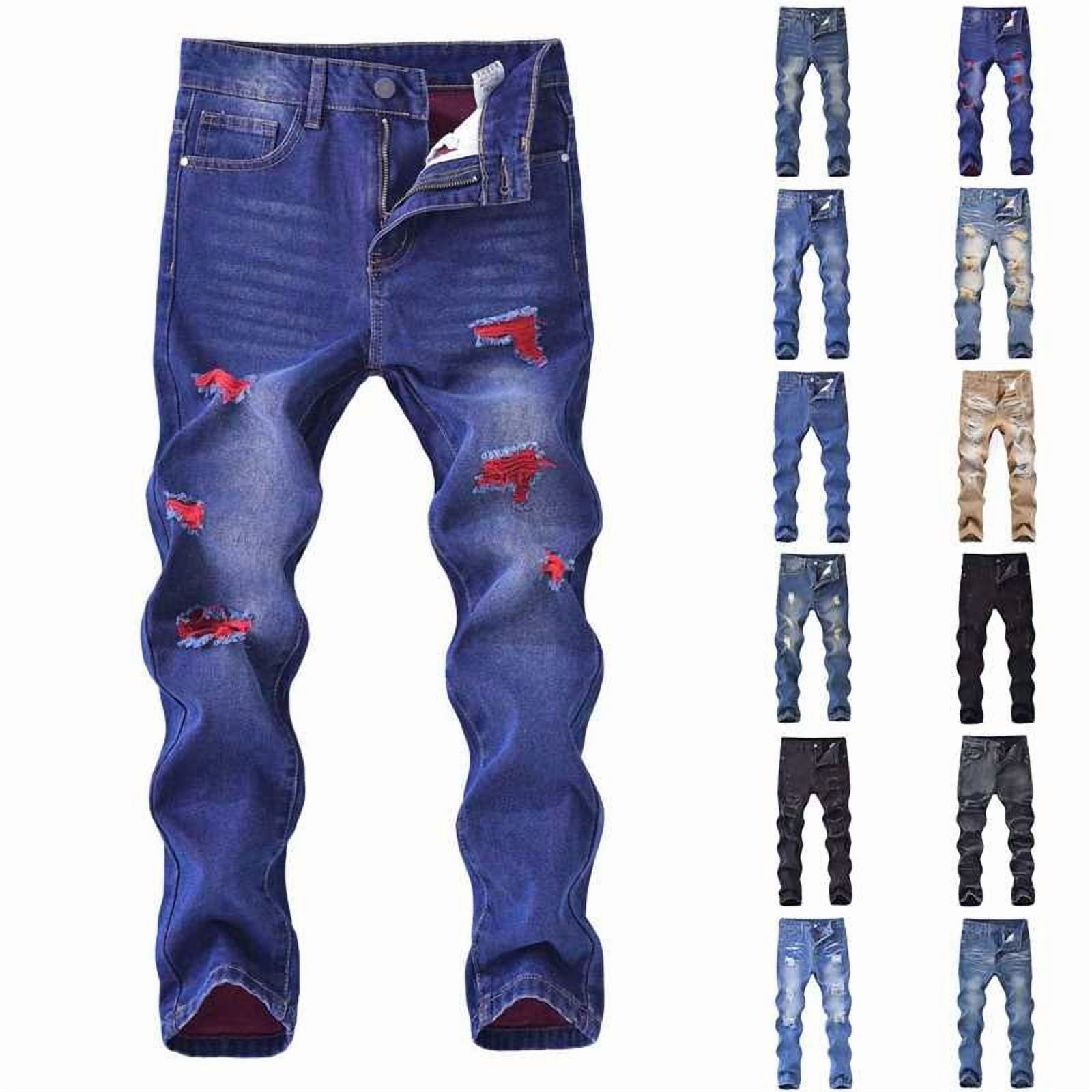 BiZtdJrK Boy's Skinny Ripped Jeans Destroyed Distressed Taper Zipper ...