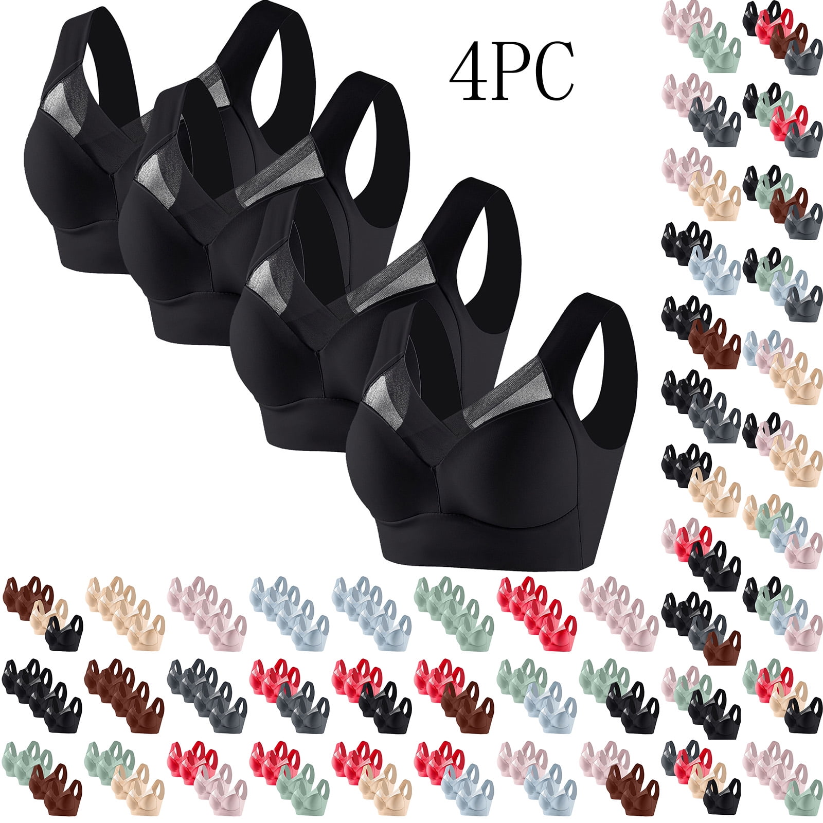 BiZtdJrK Bralettes for Women Thin Mesh Sports Bras Side Fold Gather Bra ...