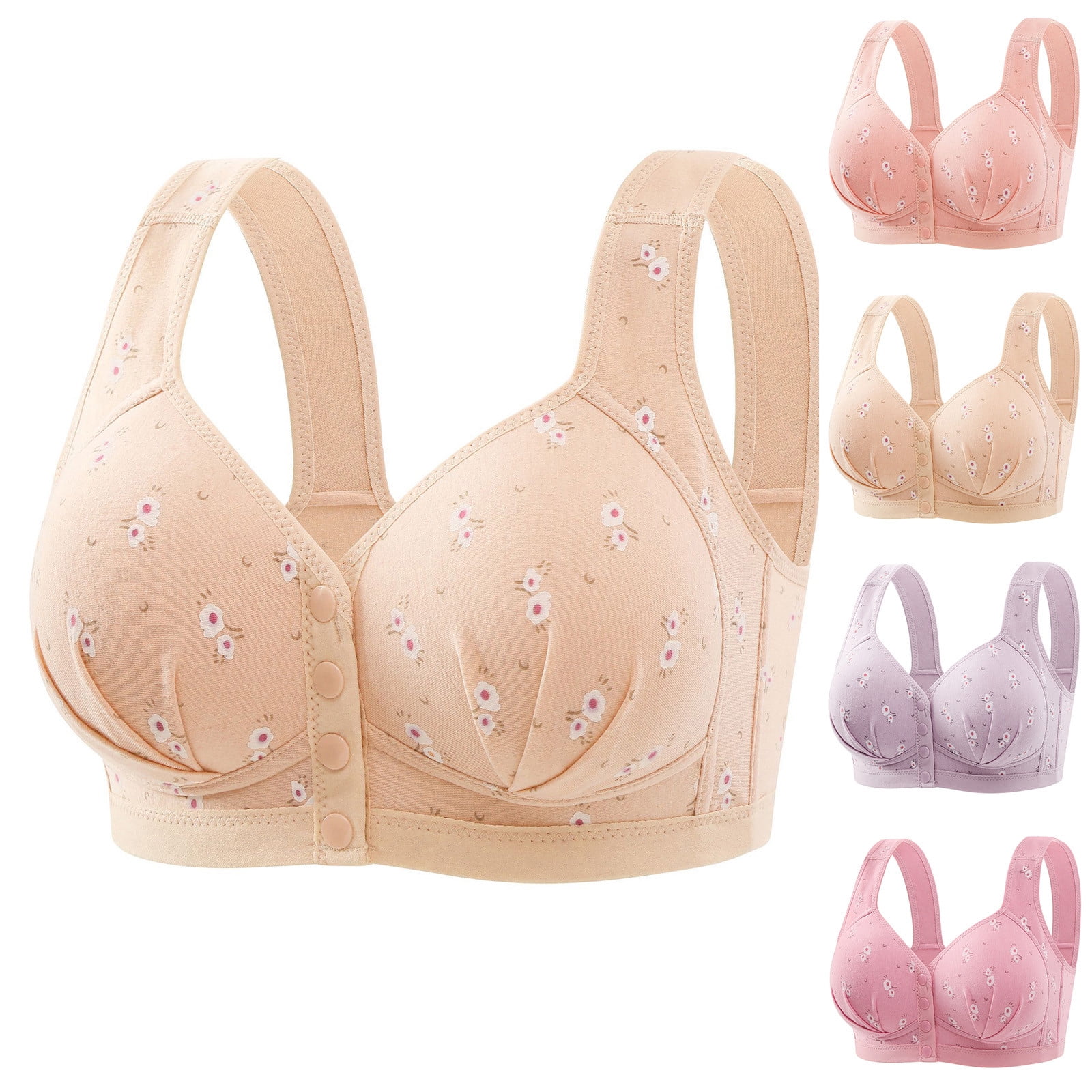 BiZtdJrK Bras for Older Women Comfortable Soft Front Open Button ...