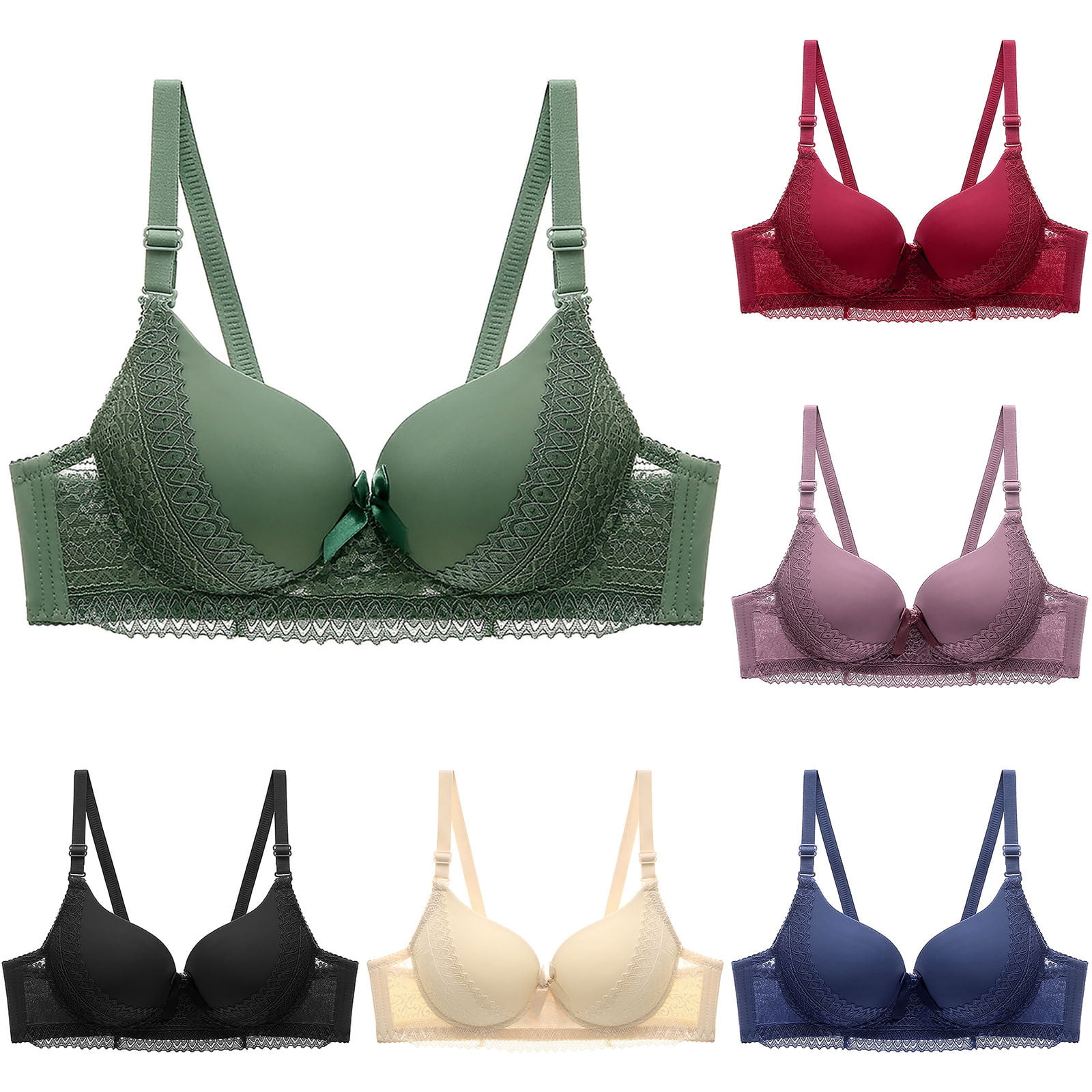 BiZtdJrK Bras for Women Bow Knot Full Coverage Underwire Bra Adjustable ...