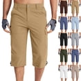 BiZtdJrK Brown Mens Capri Pants Button Zipper Drawstring Cuff Hiking ...