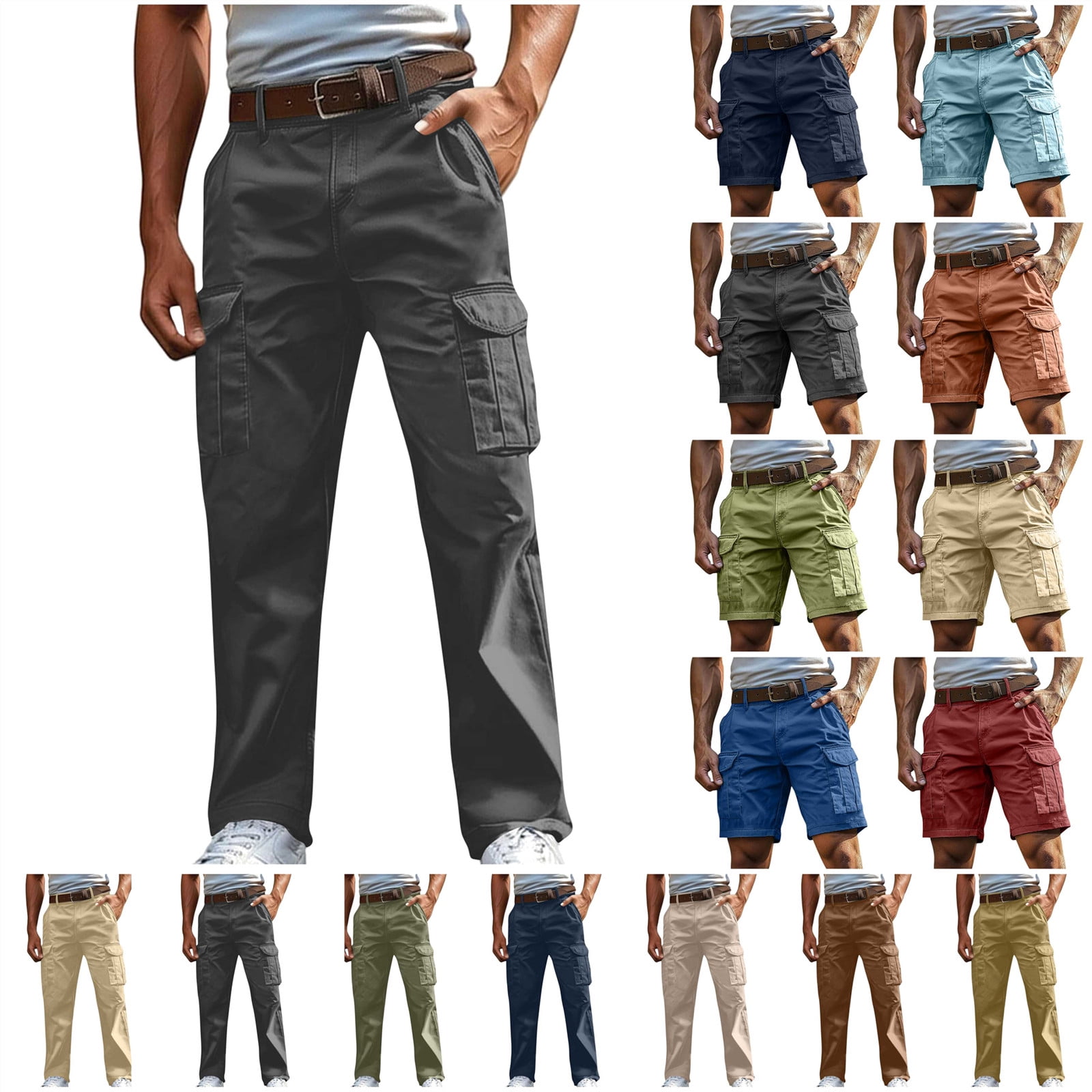 BiZtdJrK Cargo Pants for Men Multi Pockets Hiking Tactical Pant Solid ...