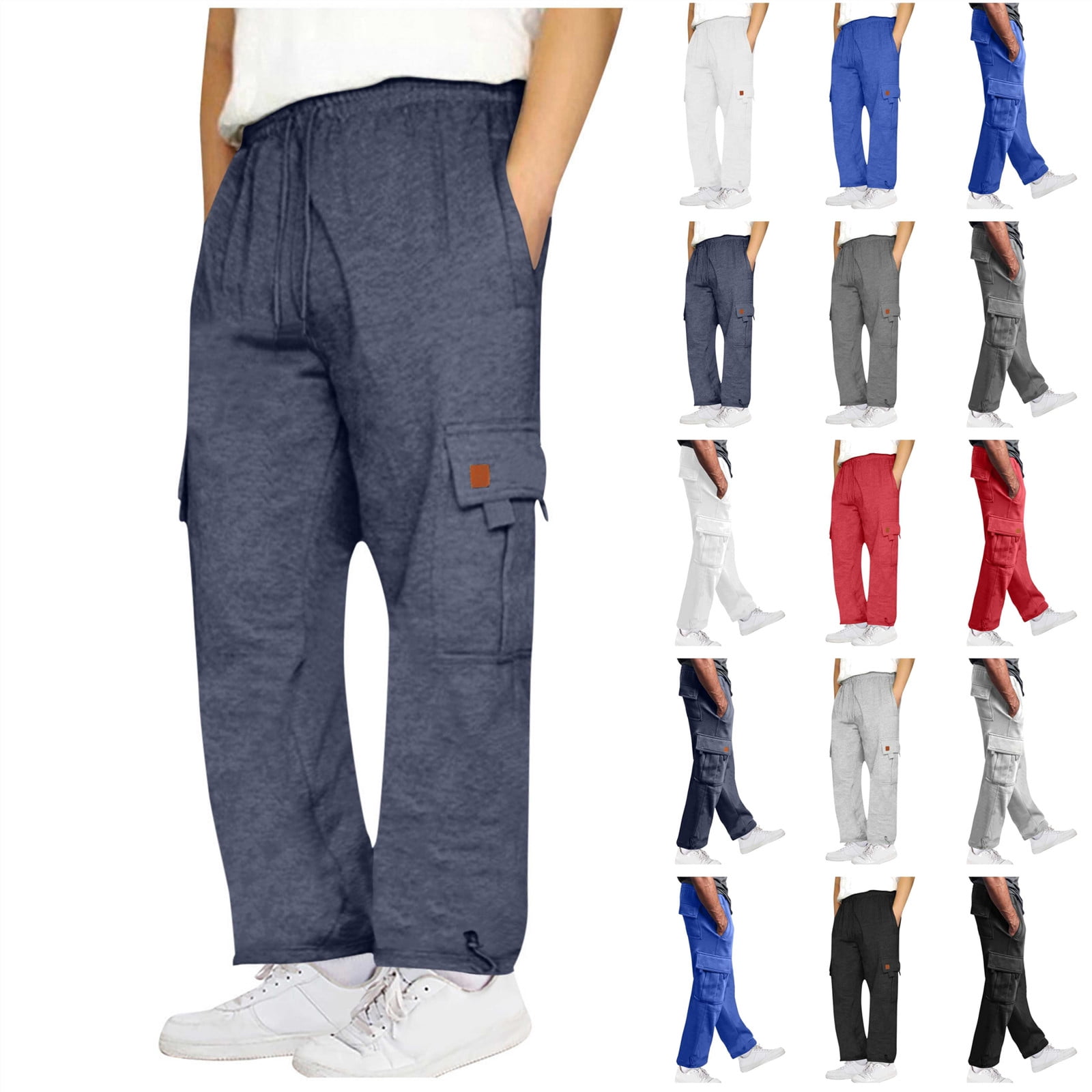 BiZtdJrK Cargo Pants for Men Solid Casual Workout Joggers Sweatpants ...