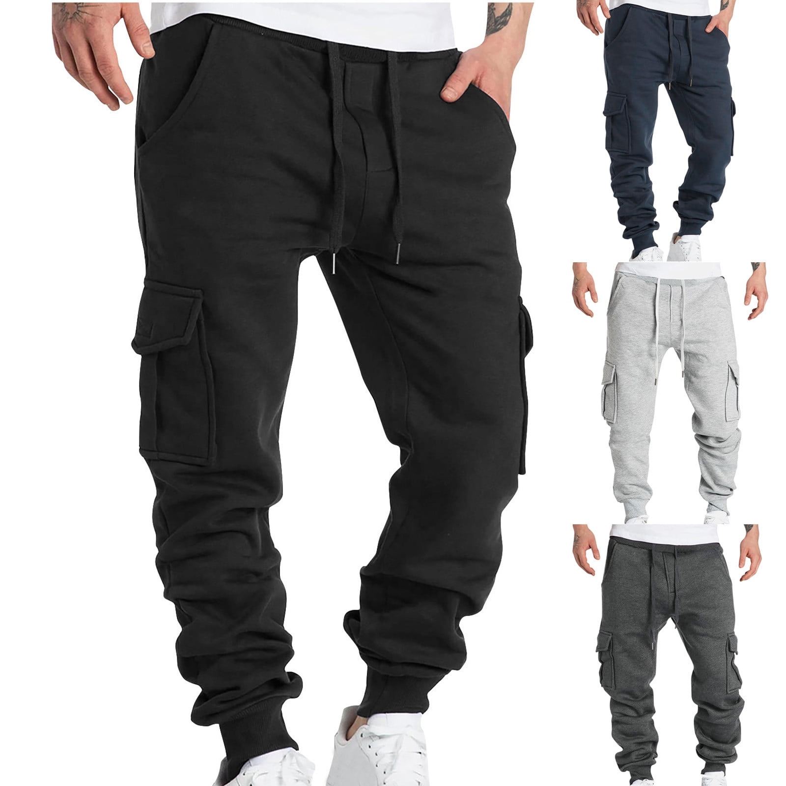 BiZtdJrK Cargo Sweatpants for Men Drawstring Low Waist Athletic Joggers ...