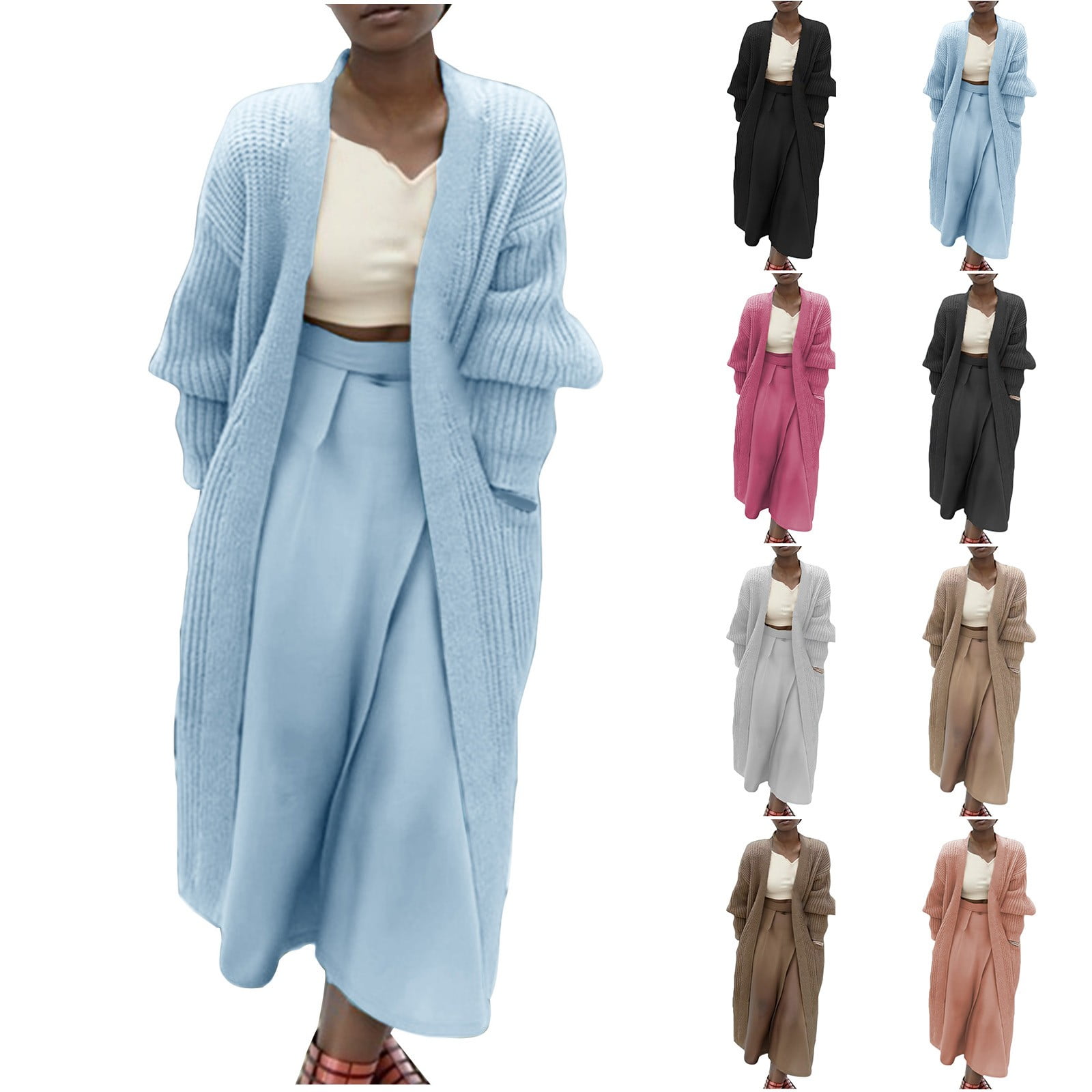 BiZtdJrK Cotton Cardigans for Women Knit Long Sleeve Open Front Sweater ...