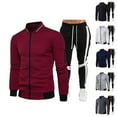 Biztdjrk Daily Sales Sweatsuits For Men Solid Casual Long Sleeve Bomber Jackets And Drawstring