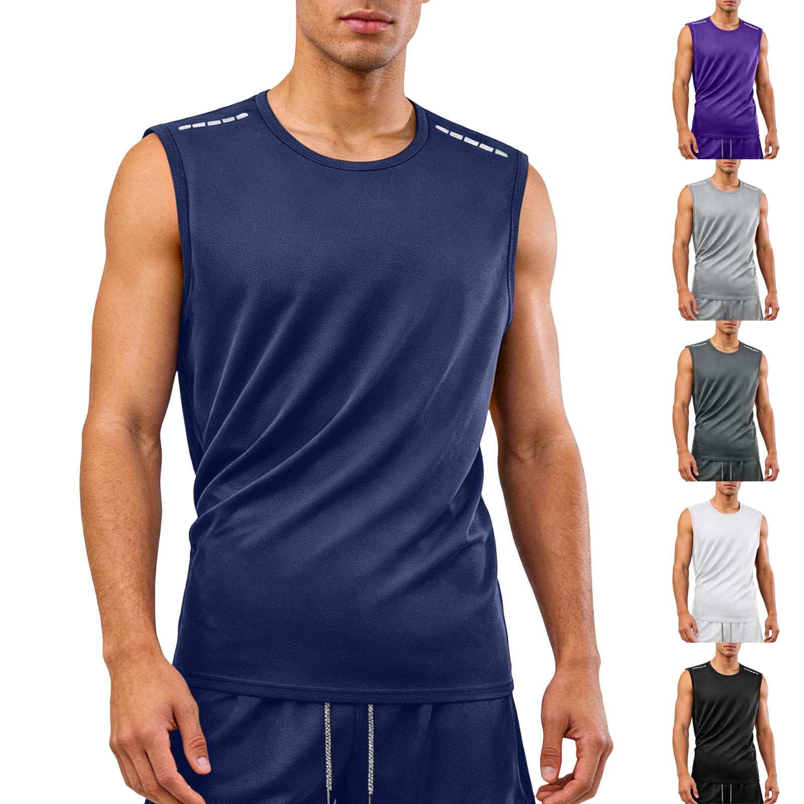 BiZtdJrK Dark Blue Classic Fit Tank Tops for Men Mesh Sleeveless ...
