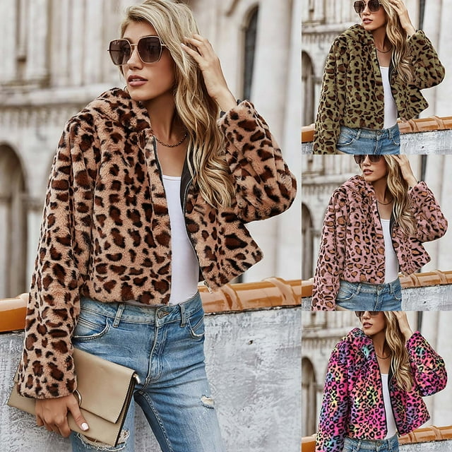 Biztdjrk Sales Of The Week Women Fuzzy Fleece Hooded Jacket Zip Up Warm