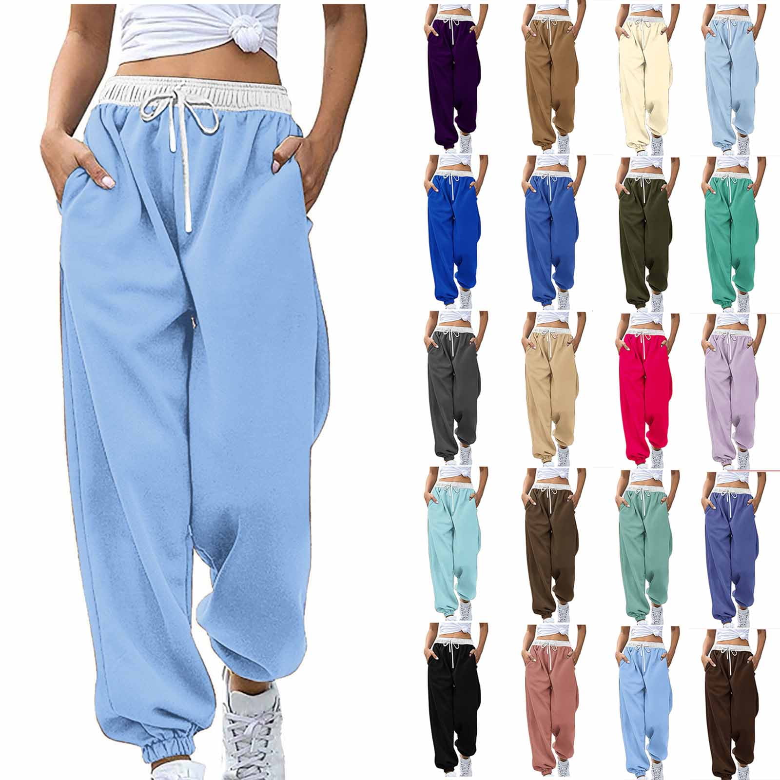 BiZtdJrK Drawstring Pants for Women Loose Fit Sweatpants Outdoor Casual ...