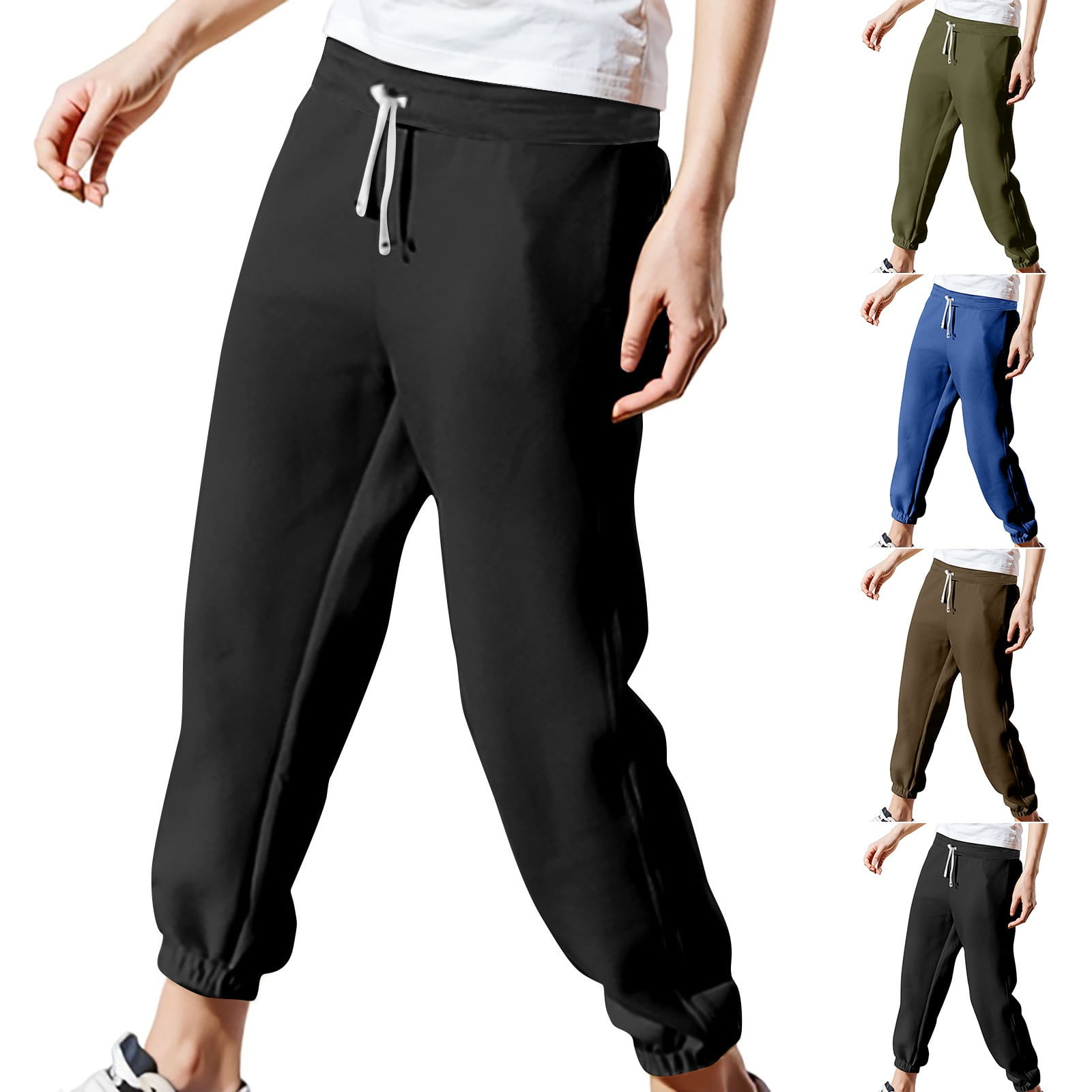BiZtdJrK Elastic Bottom Sweatpants for Women Drawstring Gym Workout ...